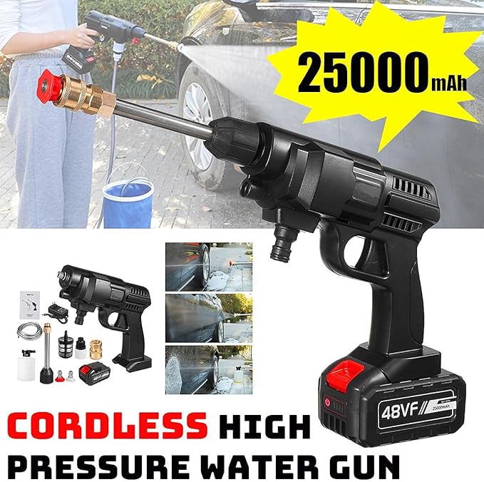 2 battery 48V 25000mAh 30Bar Cordless High Pressure Car Washer with ...